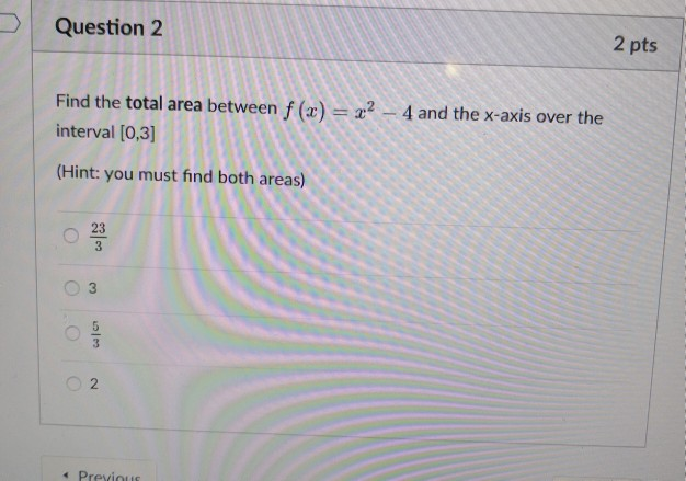 Solved Question 1 2 pts Find the area between f (x) = x2-4 | Chegg.com