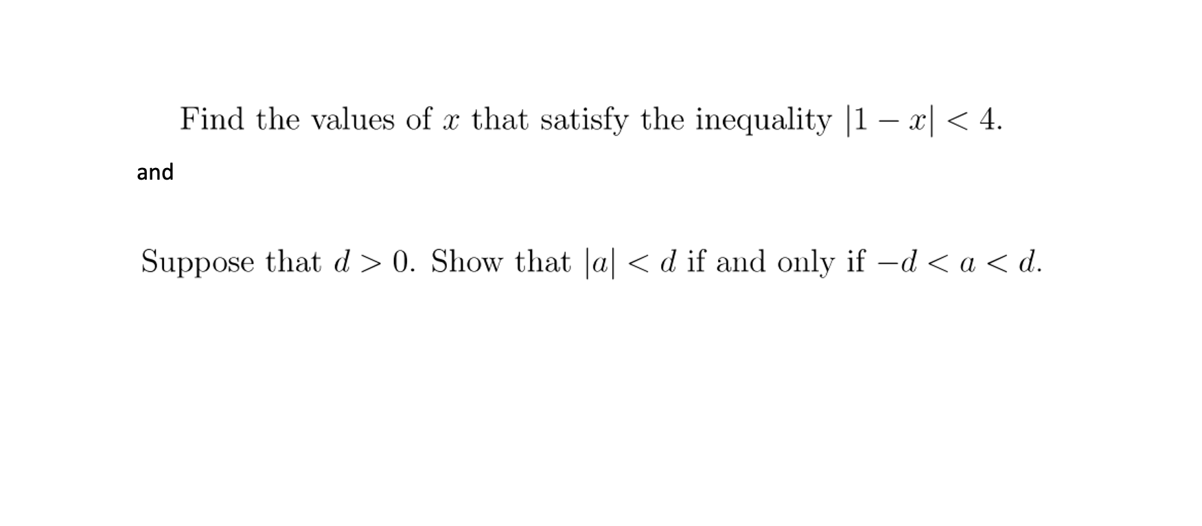 Solved Find the values of x that satisfy the inequality (1 – | Chegg.com