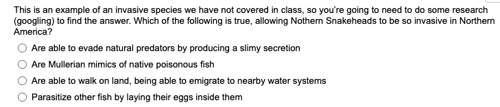 Solved This is an example of an invasive species we have not | Chegg.com