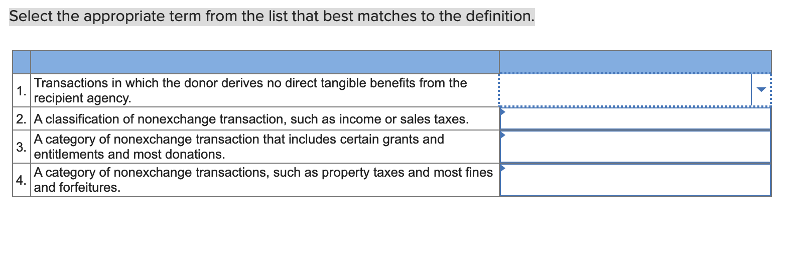 Solved Select the appropriate term from the list that best | Chegg.com