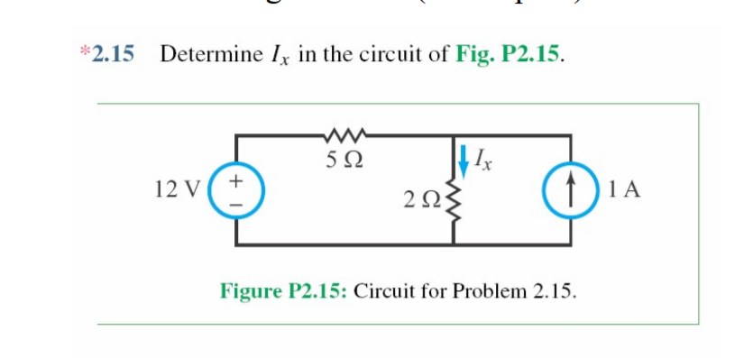 Solved 2.15 Determine /x in the circuit of Fig. P2.15 5Ω 12 | Chegg.com