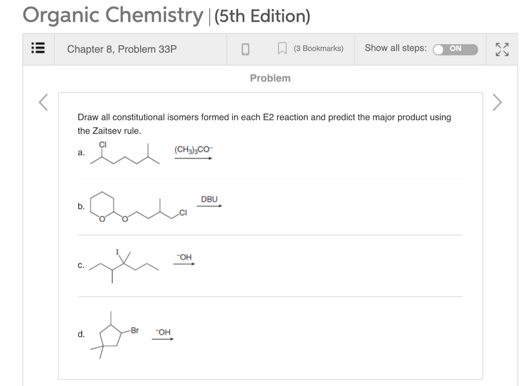 Solved Organic Chemistry |(5th Edition) Chapter 8, Problem | Chegg.com
