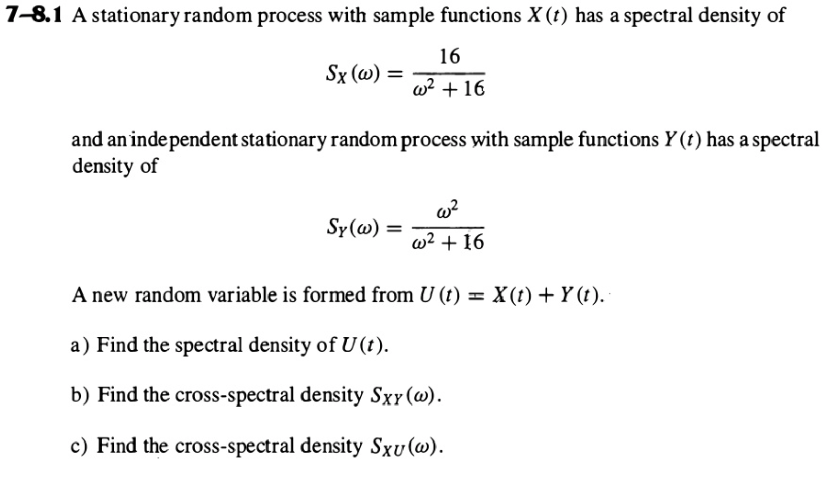 Solved 7-8.1 A stationary random process with sample | Chegg.com