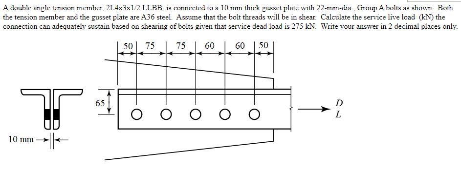 A double angle tension member, 2L4x3x1/2 LLBB. is | Chegg.com