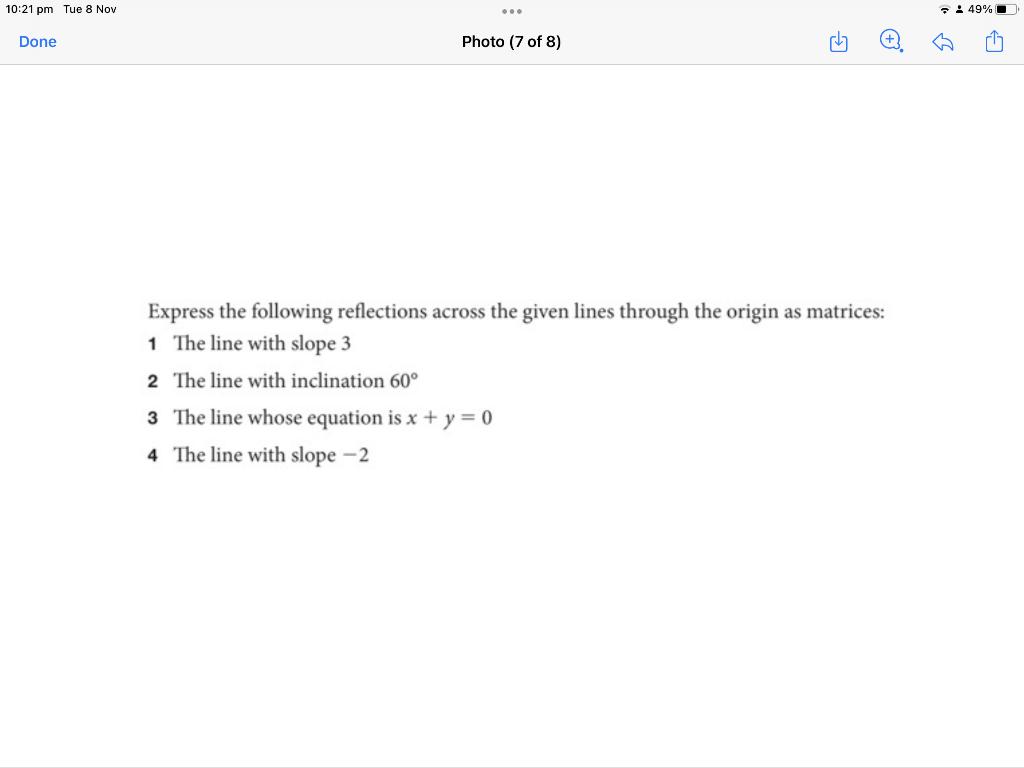 Solved Express the following reflections across the given | Chegg.com