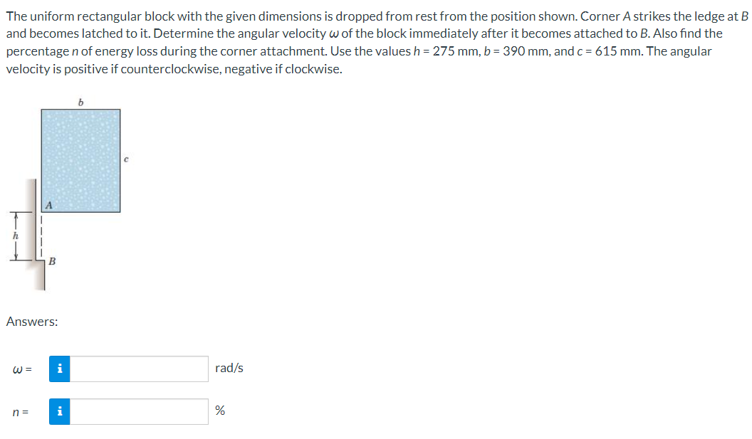 Solved The uniform rectangular block with the given | Chegg.com