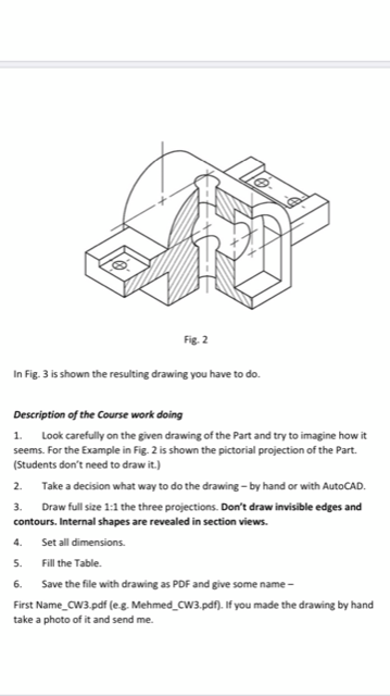 Solved Course work 3 Task: Two views of a Part are given. | Chegg.com