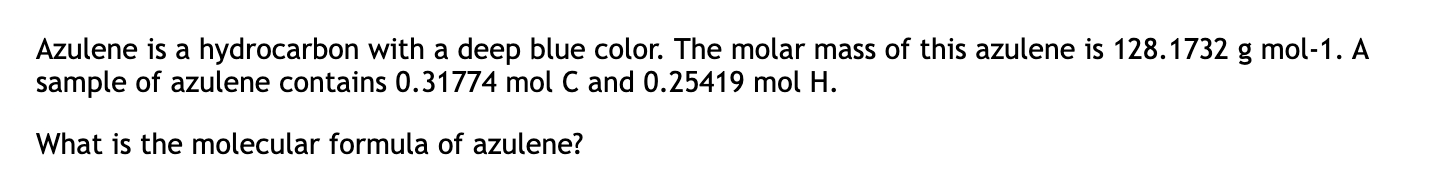 Solved Azulene is a hydrocarbon with a deep blue color. The | Chegg.com