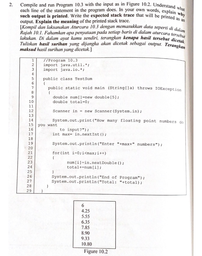 Solved 2. Compile and run Program 10.3 with the input as in | Chegg.com