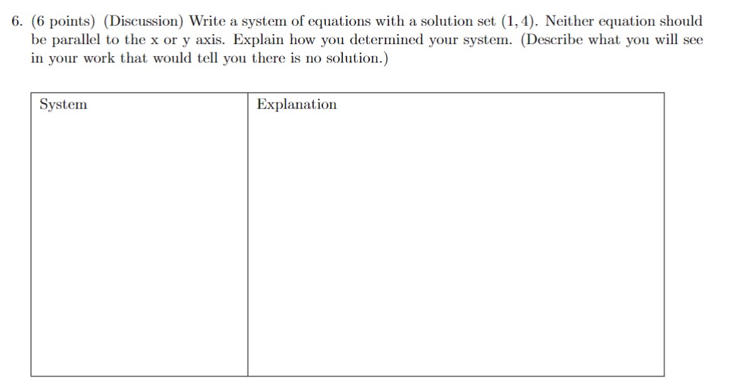 Solved Write a system of equations with a solution set | Chegg.com