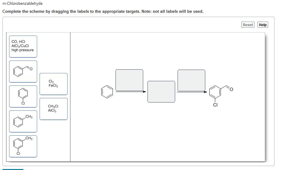 Solved m-Chlorobenzaldehyde Complete the scheme by dragging | Chegg.com