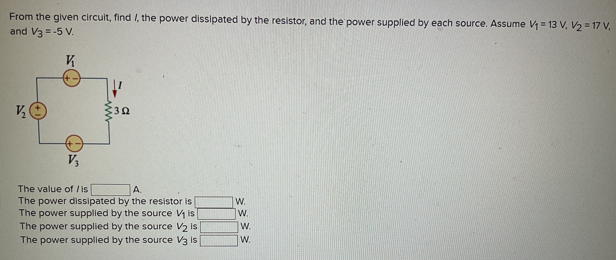 Solved From the given circuit, find I, the power dissipated | Chegg.com