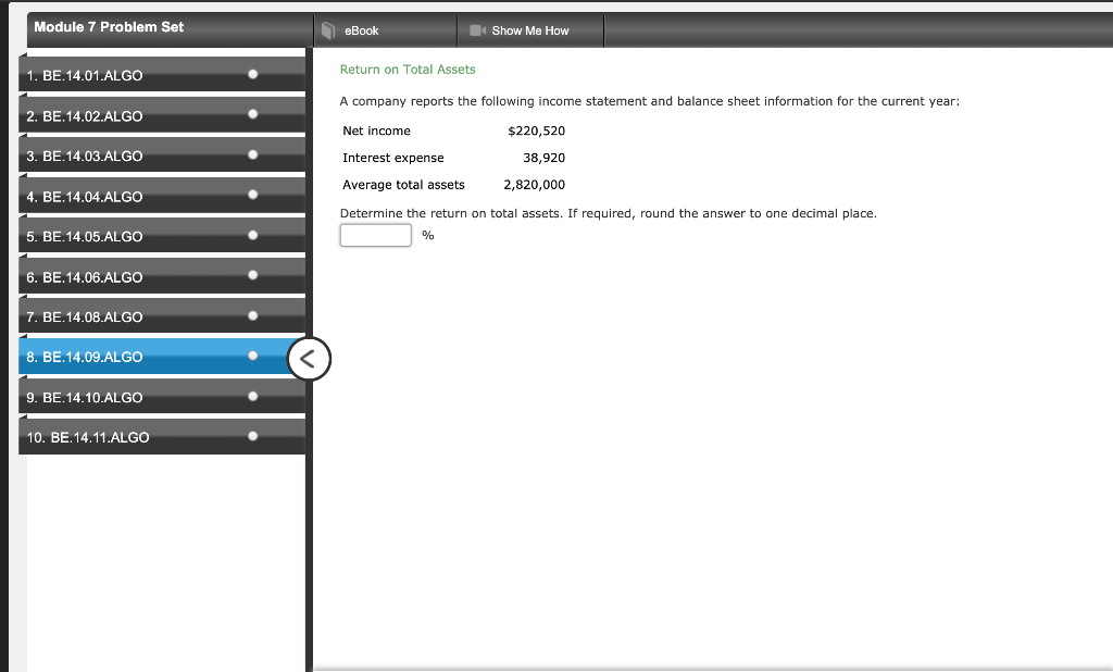 Solved Module 7 Problem Set eBook Show Me How 1. | Chegg.com