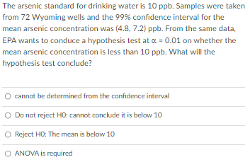 Solved The arsenic standard for drinking water is 10 ppb. | Chegg.com