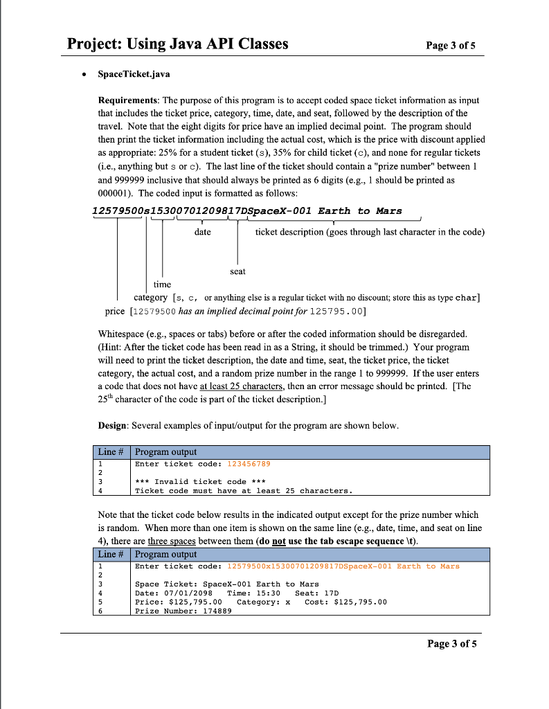 Solved Project Using Java Api Classes Page 3 Of 5 