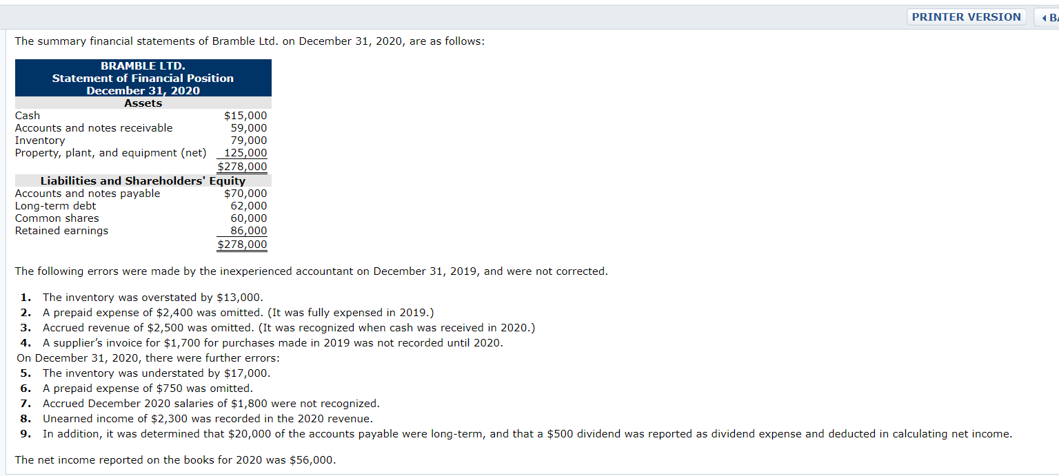 Solved PRINTER VERSION | Chegg.com