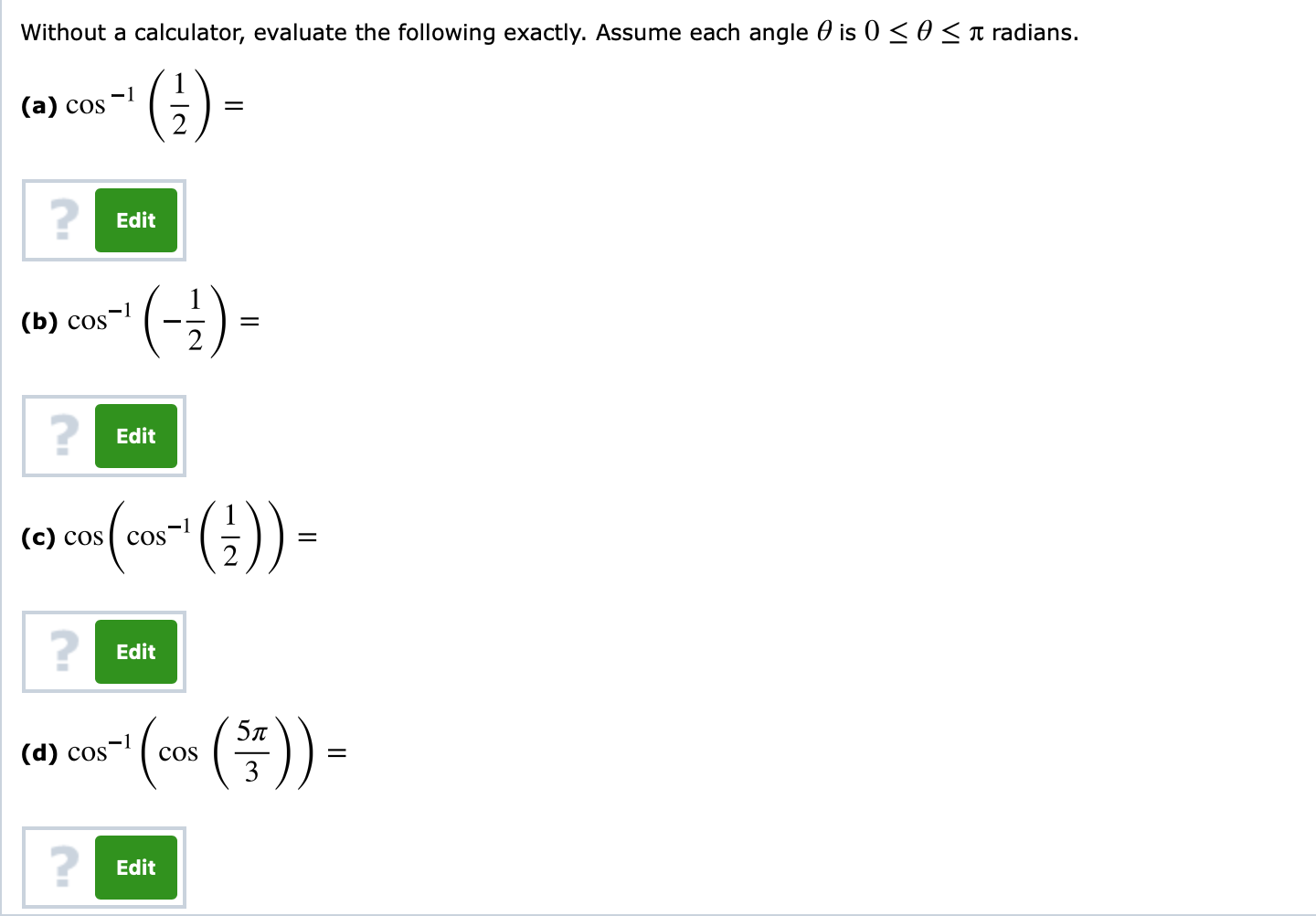 Solved Without A Calculator Evaluate The Following Exactly Chegg