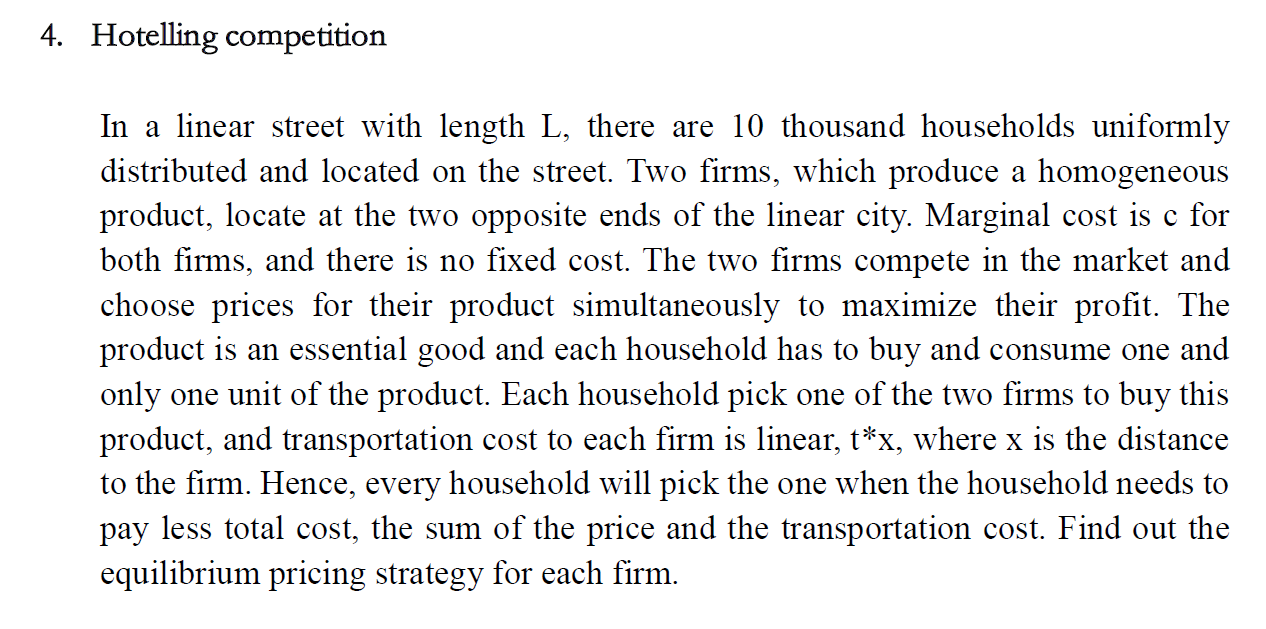 Solved In a linear street with length L, there are 10 | Chegg.com