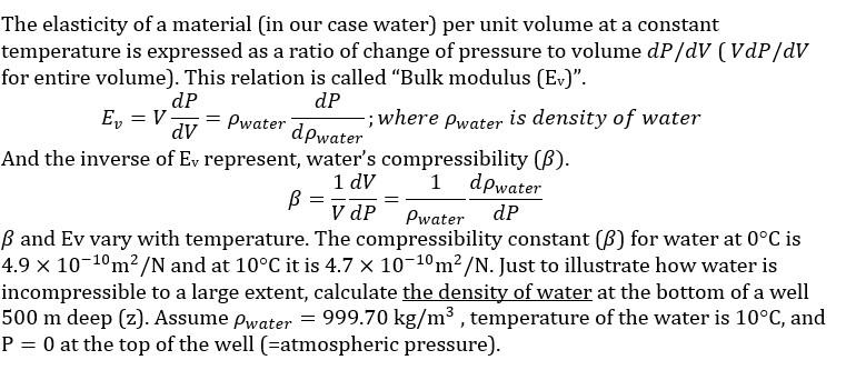 Solved The elasticity of a material (in our case water) per | Chegg.com