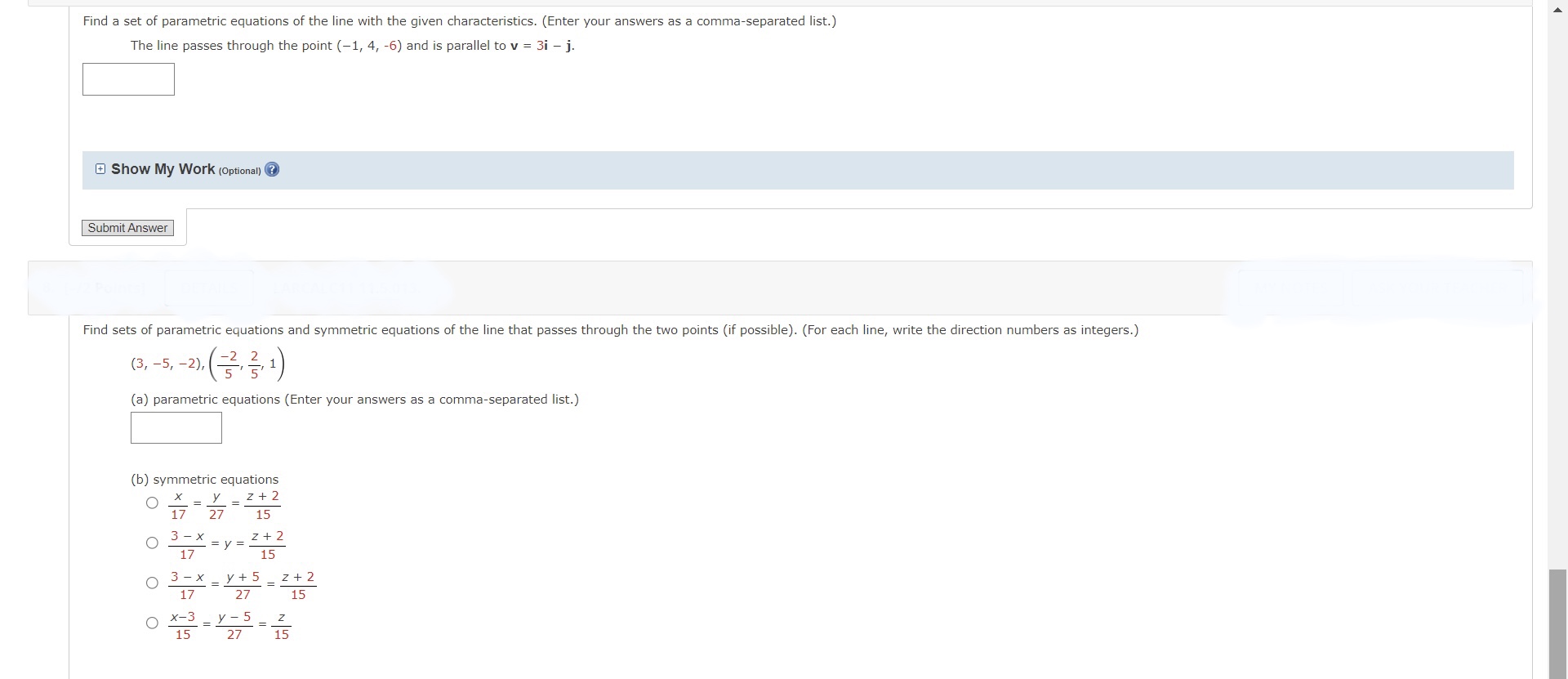 Solved Find a set of parametric equations of the line with | Chegg.com