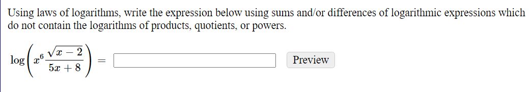Solved Using laws of logarithms, write the expression below | Chegg.com Solved Using laws of logarithms, write the expression below | Chegg.com