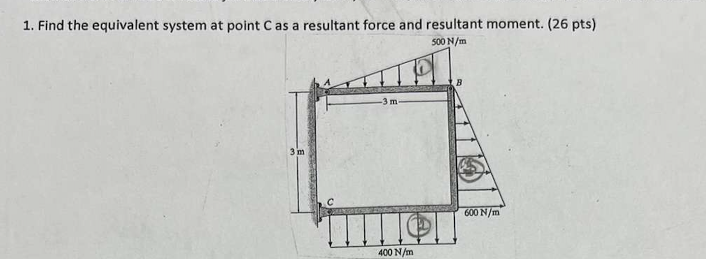 Solved 1. Find the equivalent system at point C as a | Chegg.com