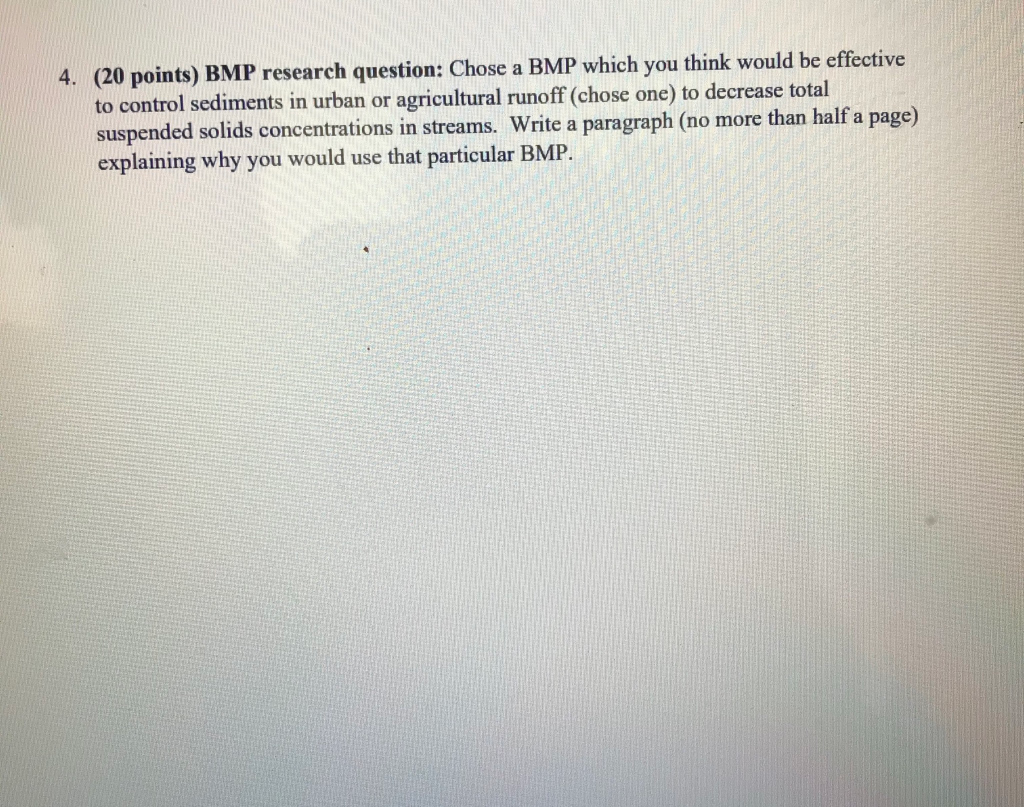 Solved 4. (20 points) BMP research question: Chose a BMP | Chegg.com