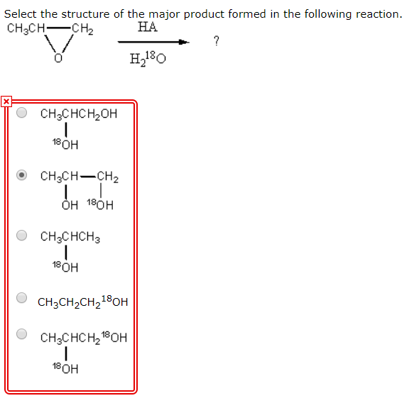 Solved Select the structure of the major product formed in | Chegg.com