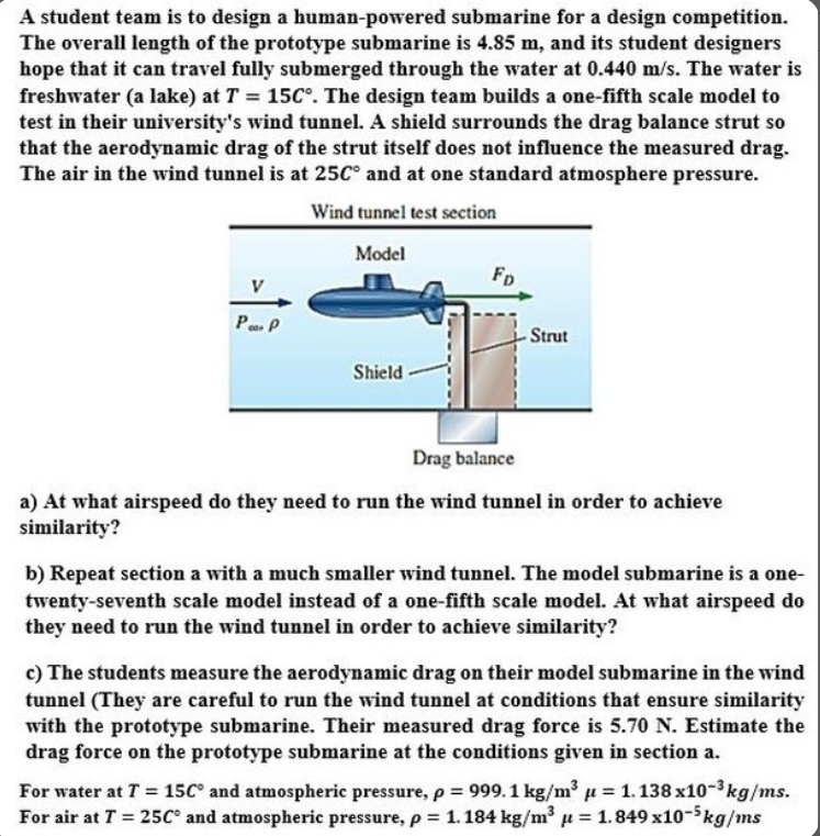 Solved A student team is to design a human-powered submarine | Chegg.com