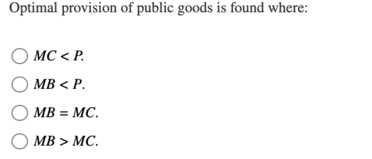Solved Optimal provision of public goods is found | Chegg.com