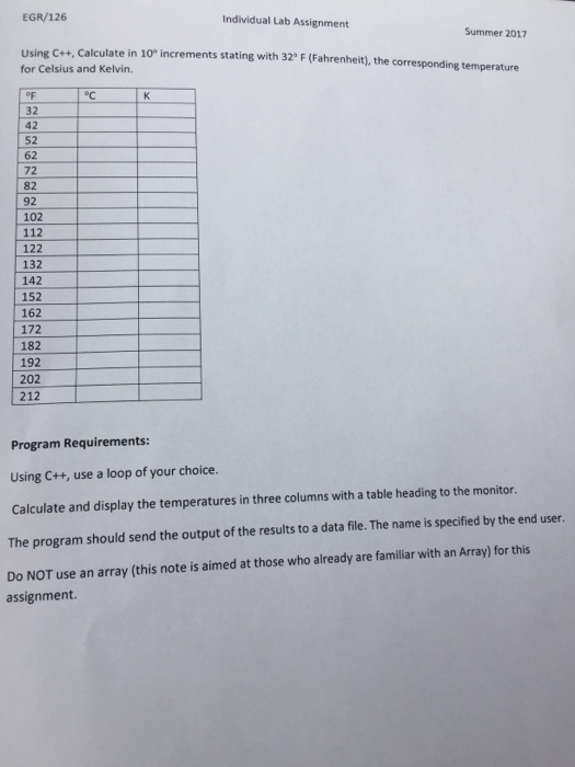 Solved Using C++, calculate in 10 degree increments stating | Chegg.com