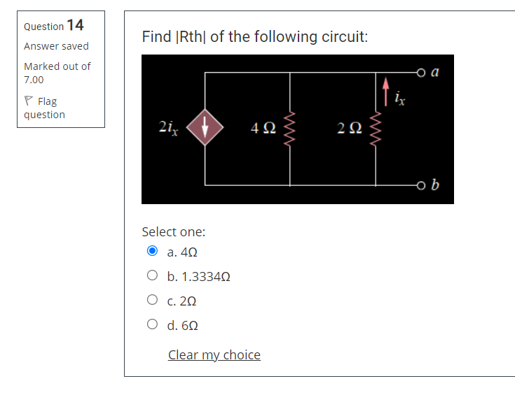 Solved Find |Rth] of the following circuit: Question 14 | Chegg.com