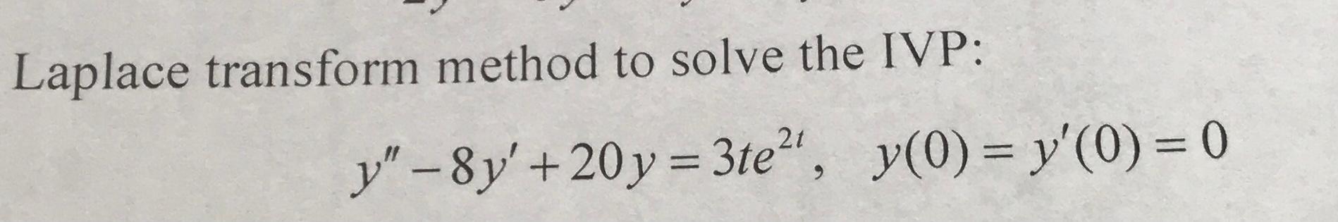 Solved Laplace transform method to solve the IVP: Y" – 8y' + | Chegg.com
