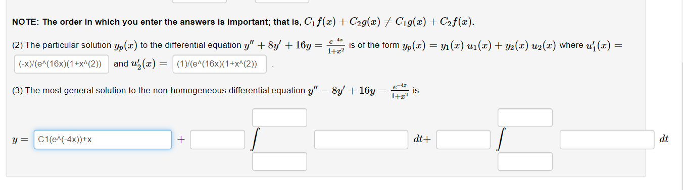Solved NOTE: The order in which you enter the answers is | Chegg.com