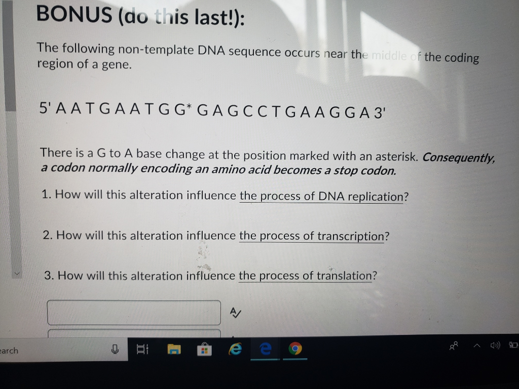 Solved BONUS (do this last!): The following non-template DNA | Chegg.com