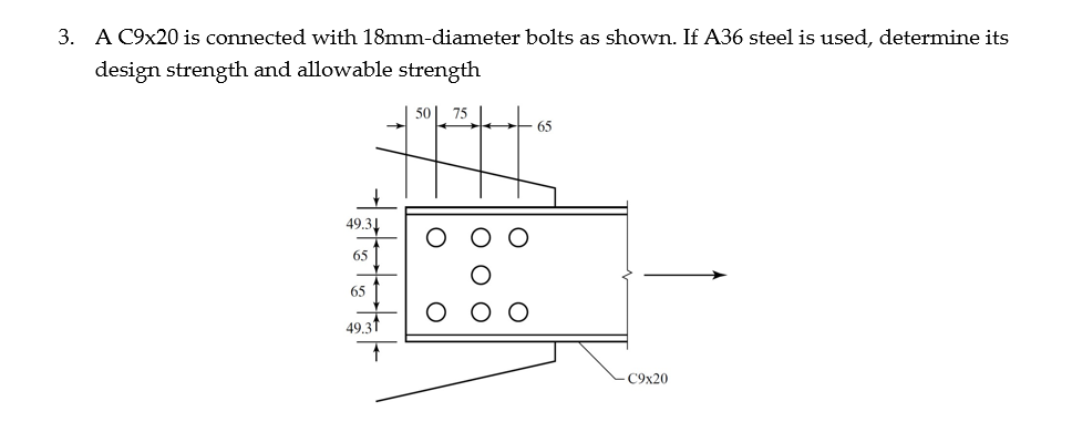 Solved 3. A C9x20 is connected with 18 mm-diameter bolts as | Chegg.com