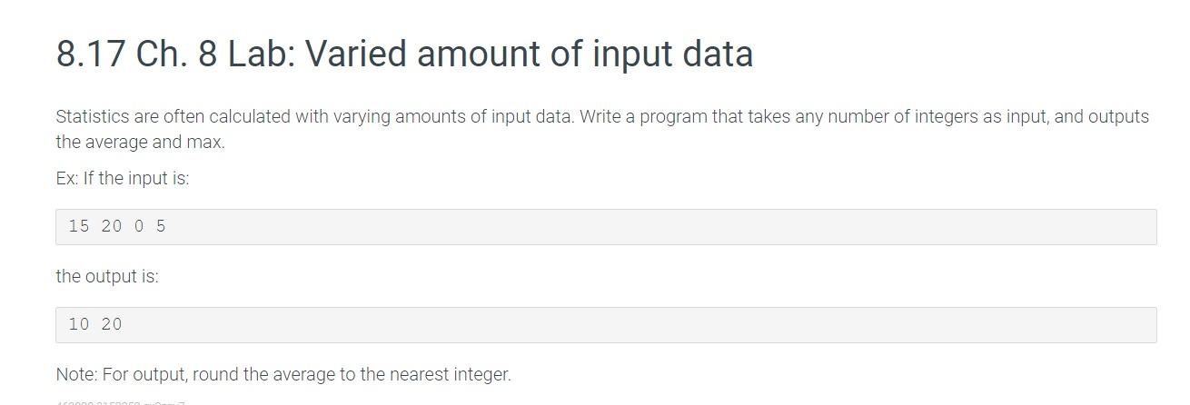 Solved 8 17 Ch 8 Lab Varied Amount Of Input Data