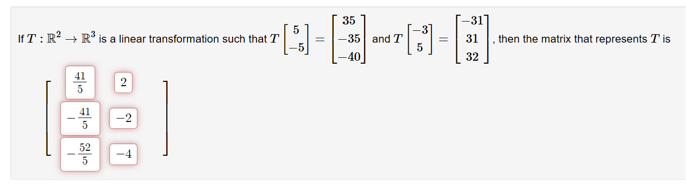 Solved If T:R2→R3 ﻿is a linear transformation such that | Chegg.com