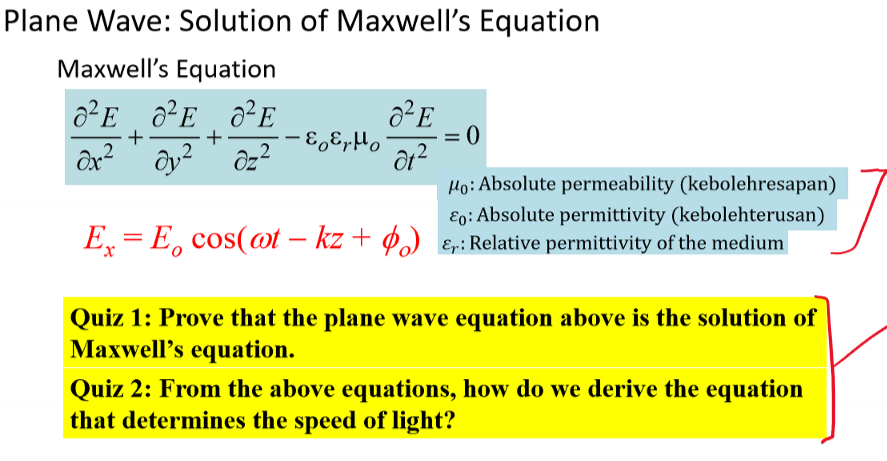 Solved Plane Wave Solution Of Maxwells Equation Maxwells