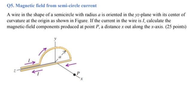 Solved A wire in the shape of a semicircle with radius a is | Chegg.com