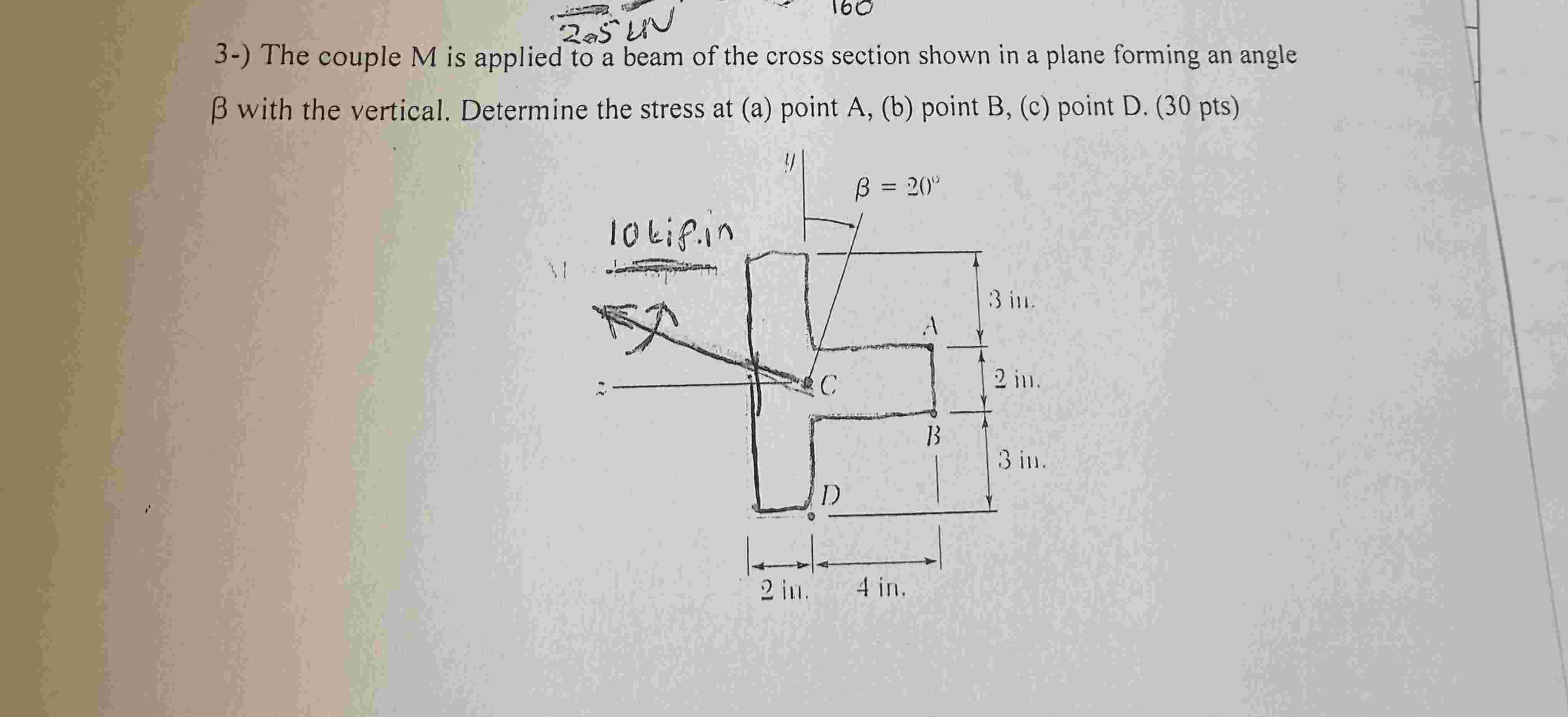 Solved 3-) ﻿The couple \( ﻿M \) ﻿is applied to a beam of the | Chegg.com