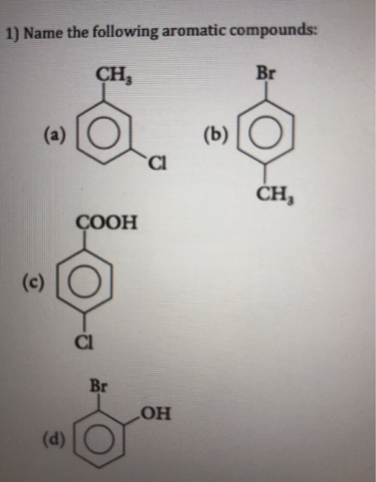 Solved 1) Name the following aromatic compounds: CH3 Br Cl | Chegg.com