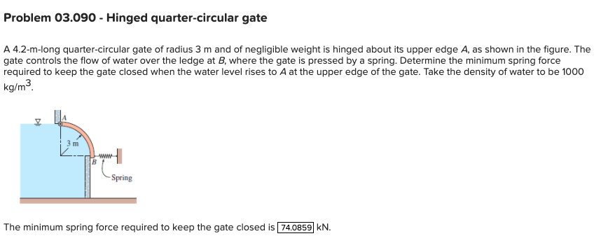 Solved Problem 03.090 - Hinged quarter-circular gate A | Chegg.com