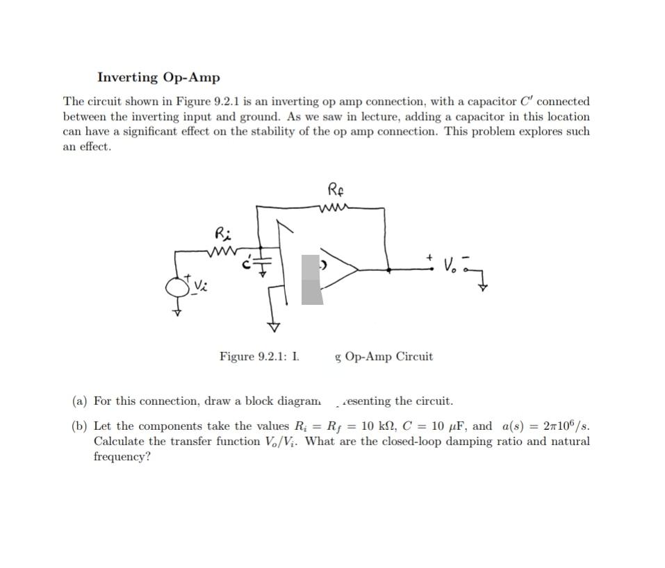 Solved Inverting Op-Amp The circuit shown in Figure 9.2.1 is | Chegg.com
