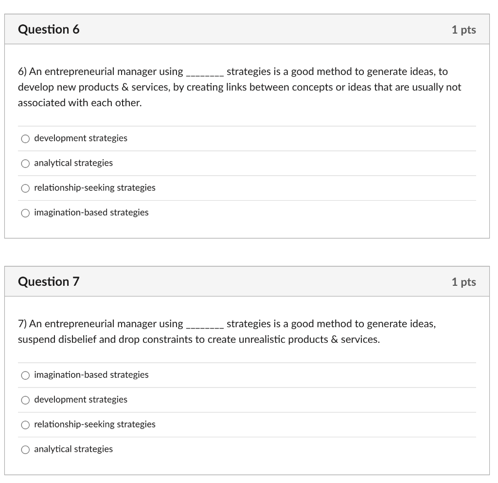 Solved Question 4 4) In rating a new idea, on the | Chegg.com