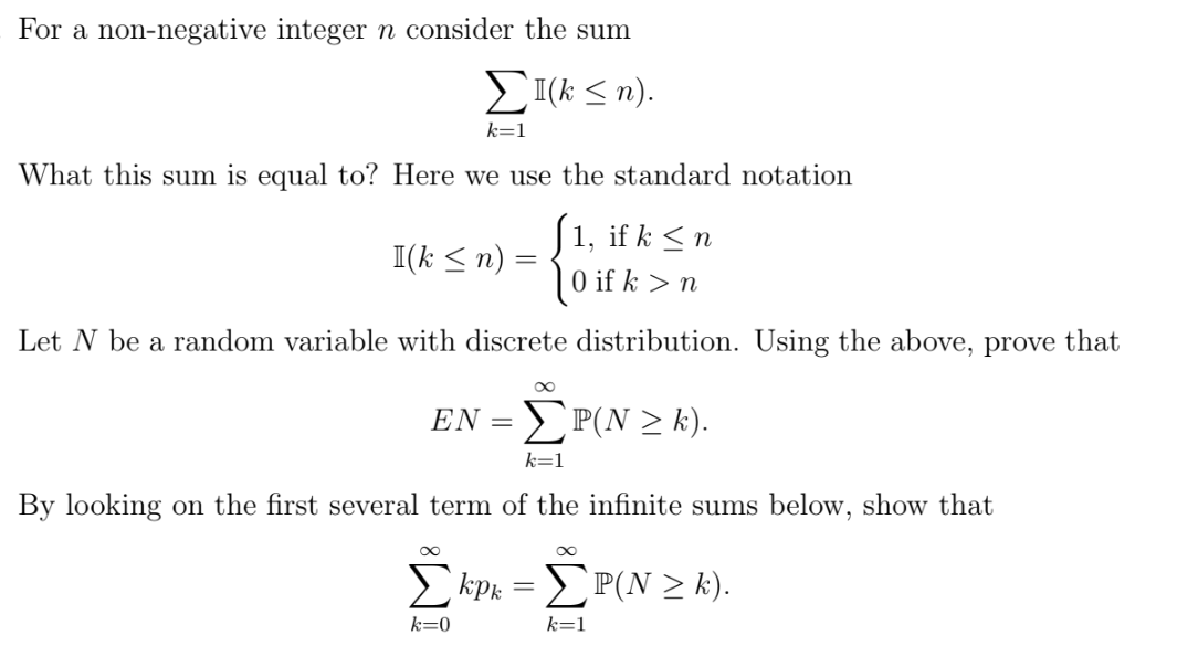 Solved For a non-negative integer n consider the sum I(k n | Chegg.com