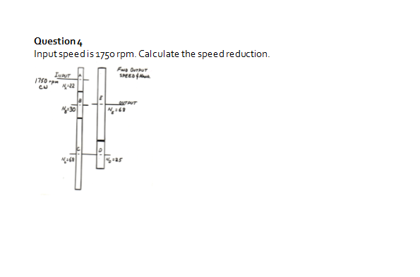Solved Question 4 Input speedis 1750 rpm. Calculate the | Chegg.com