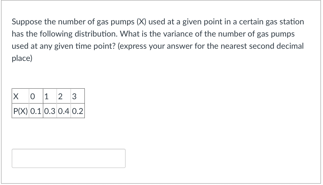 Solved Suppose the number of gas pumps (X) used at a given | Chegg.com