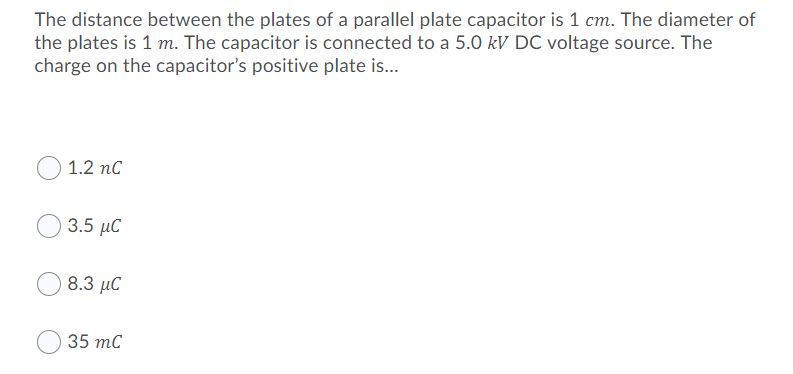Solved The distance between the plates of a parallel plate | Chegg.com