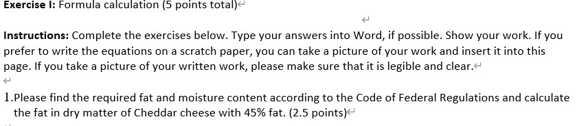 Solved Exercise I: Formula calculation (5 points total) | Chegg.com